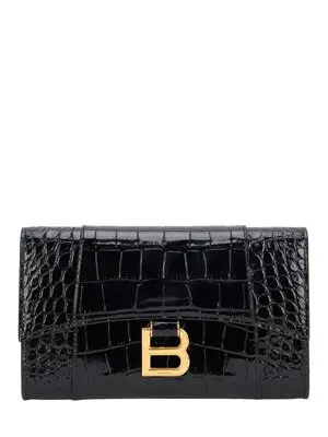 Balenciaga Mini Flap Clutch With Gold-tone Detail - Black