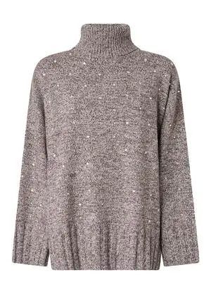 Pinko Embellished Turtleneck Knit Sweater - Mult.bianco/grigio