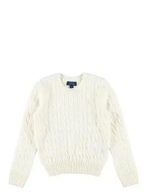 POLO RALPH LAUREN POLO RALPH LAUREN Mini Cable-Knit Wool & Cashmere Sweater With Embroidered Pony