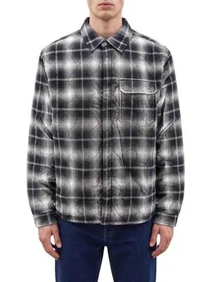 REPRESENT Short-sleeved Check Cotton Shirt With Patch Pockets - Black