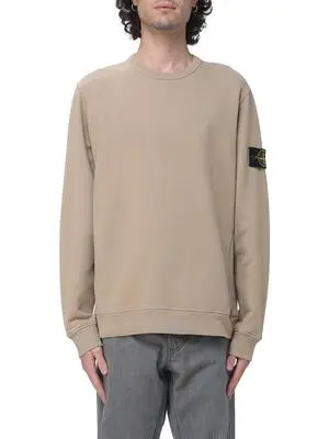 Stone Island Crewneck Jumper In Cotton Jersey With Compass Logo Patch Brown