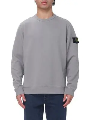Stone Island Crewneck Jumper In Cotton Jersey With Compass Logo Patch Grey 1