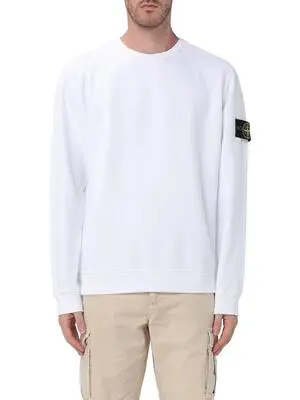Stone Island Crewneck Jumper In Cotton Jersey With Compass Logo Patch - White