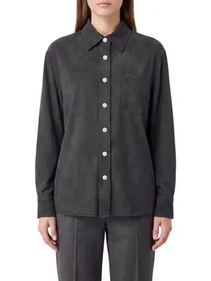 Pinko Cupro & Viscose Twill Shirt With Dropped Shoulders - Black