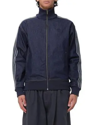 ADIDAS ORIGINALS Cotton Denim Zip-up Sweatshirt With Turtleneck And 3-stripes Logo