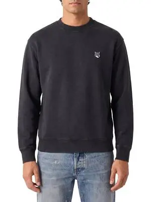 Maison Kitsuné Cotton Crew-neck Sweatshirt With Embroidered Chillax Fox Logo - Black