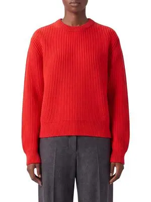 JIL SANDER Pure Wool Crewneck Jumper With Dropped Shoulders - Gold