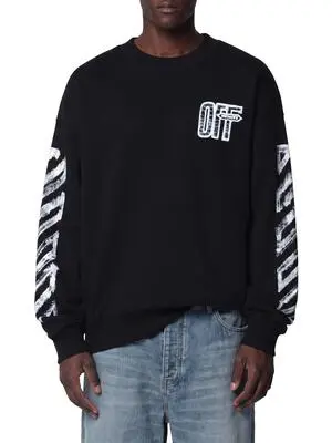 Off-White Oversized Cotton Jumper With Arrow And Diag Print - Black