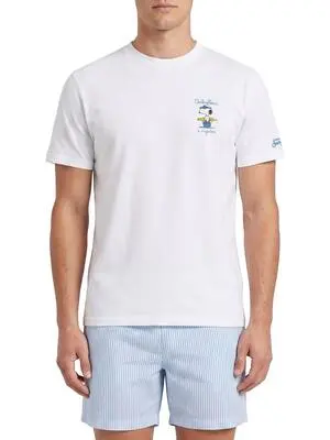 MC2 SAINT BARTH Crewneck T-shirt In Cotton With Graphic And Slogan Print - White
