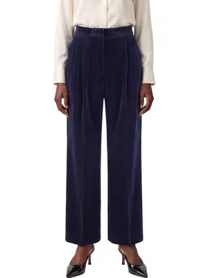 JIL SANDER Wide-leg Velvet Tailored Trousers - Black
