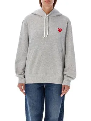 Play Comme Des Garcon Heart Logo Pullover Hoodie - Grigio
