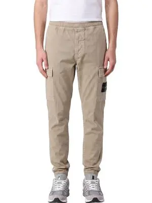 Stone Island Slim Fit Stretch Technical Fabric Cargo Trousers With Compass Logo - Beige