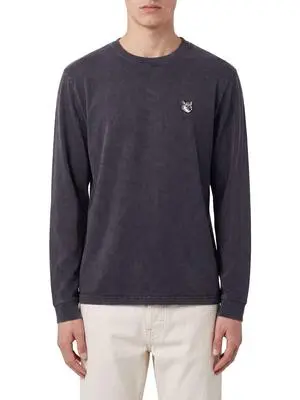 Maison Kitsuné Chillax Fox Patch Organic Cotton Long-sleeved T-shirt - Black