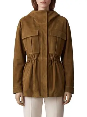RÓHE Hooded Suede Leather Jacket Brown