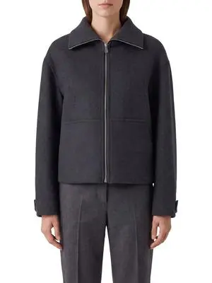 SEMICOUTURE Virgin Wool Short Coat With High Collar - Grey