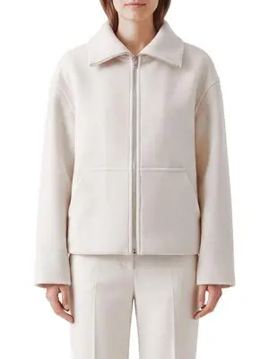 SEMICOUTURE Virgin Wool Short Coat With High Collar - White