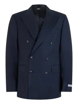 Canali Double-breasted Wool Blazer Jacket - Blue