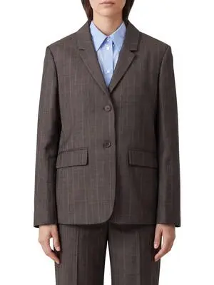 GANNI Single-breasted Pinstripe Wool Blazer