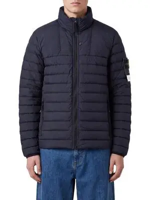 Stone Island Stone Island Short Water-Repellent Recycled Nylon Down Jacket With High Neck Blue