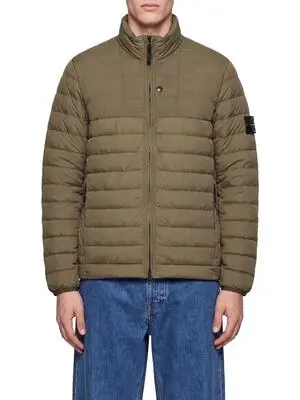 Stone Island Short Water-repellent Recycled Nylon Down Jacket With High Neck - Green