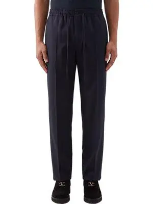 Valentino Garavani Twill Trousers With Elasticated Drawstring Waist Navy
