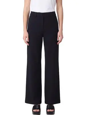 Liu Jo Liu Jo High-Waisted Straight-Leg Stretch Jersey Trousers With Rhinestone Logo Black