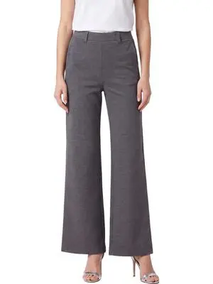 Liu Jo Liu Jo High-Waisted Straight-Leg Stretch Jersey Trousers With Rhinestone Logo Grey