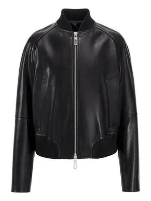 Sportmax Sportmax Leather Bomber Jacket Nero