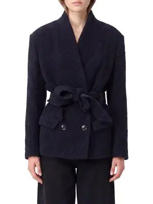 Isabel Marant Étoile Double-breasted Wool And Alpaca Short Coat With Belt - Black