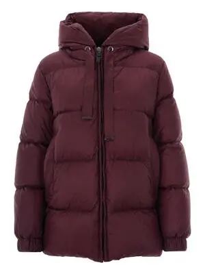 Max Mara MAX MARA THE CUBE Quilted Hooded Puffer Jacket Bordeaux