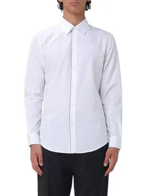 Burberry Slim Fit Cotton Poplin Shirt With Tone-on-tone Ekd Logo - White