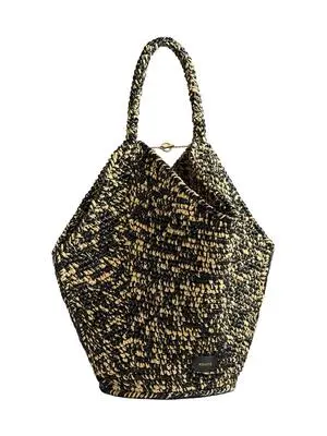 KHAITE Khaite Lotus Raffia Shoulder Bag With Crochet And Pouch