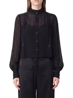 TWINSET Pleated Button-up Shirt With Ruffle Collar - Black