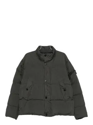 Stone Island Padded Stand-up Collar Jacket With Elasticated Cuffs And Drawstring Hem - Grigio