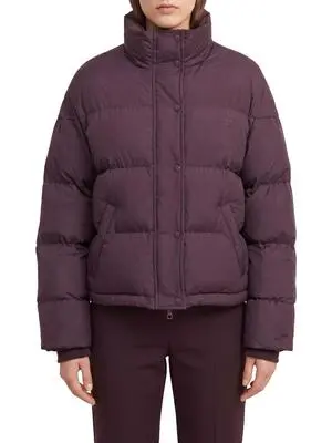 COURREGES Quilted Funnel-neck Short Puffer Jacket In Wool And Polyester Blend