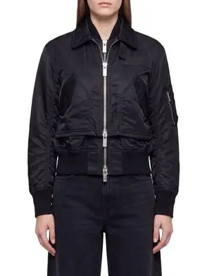 Sacai Cotton-blend Bomber Jacket With Classic Collar And Zip Closure - Black