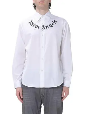 PALM ANGELS Long-sleeved Cotton Shirt With Contrast Logo