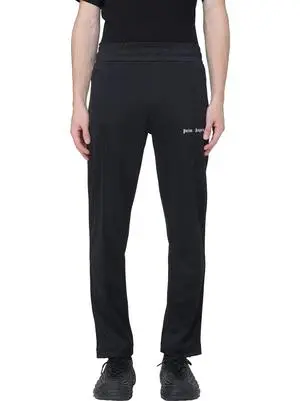 Palm Angels Slim Fit Technical Fabric Track Trousers With Logo - Black