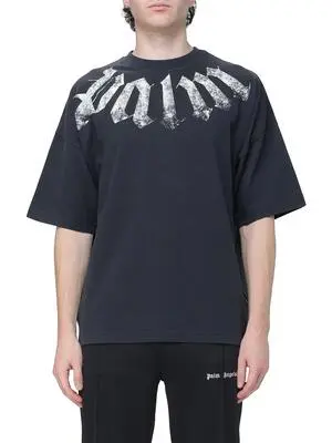 Palm Angels Relaxed Fit Cotton T-shirt With Graffiti Logo Print - Black