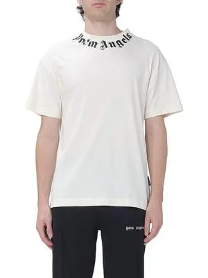 Palm Angels Cotton T-shirt With Printed Logo And Dropped Shoulders - White