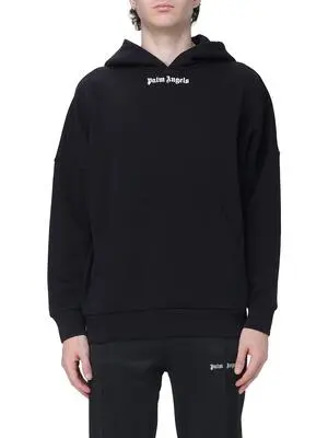 Palm Angels Cotton Hoodie With Logo And Pouch Pocket - Black