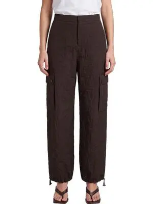 TWINSET High-waisted Viscose Blend Cargo Trousers With Drawstring - Brown