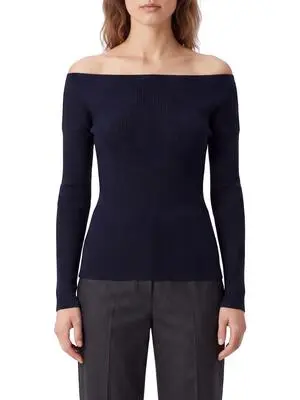 PAROSH P.a.r.o.s.h. Slim Fit Pure Wool Jumper With Straight Neckline And Dropped Shoulders - Black