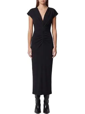 Isabel Marant Étoile Draped Viscose Midi Sheath Dress - Black