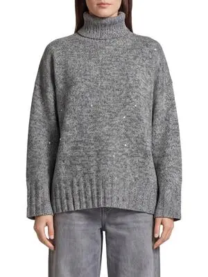PINKO Pinko Wool Blend Sequined Turtleneck Jumper With Dropped Shoulders