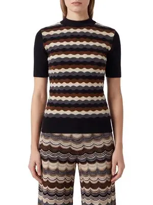 Marni Slim Fit Multicolour Striped Virgin Wool Jumper - Black