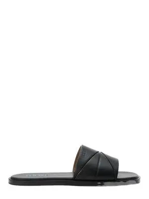 Loewe Sculptural Folded Leather Slide Sandals - Black