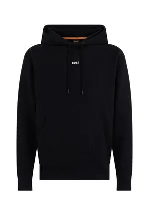 BOSS Cotton Hooded Sweatshirt With Chest Logo - Black