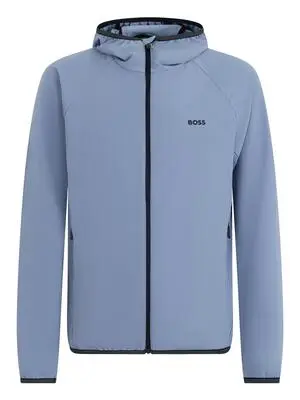 BOSS Waterproof Technical Fabric Jacket With Front Zipper And Side Pockets - Light Blue