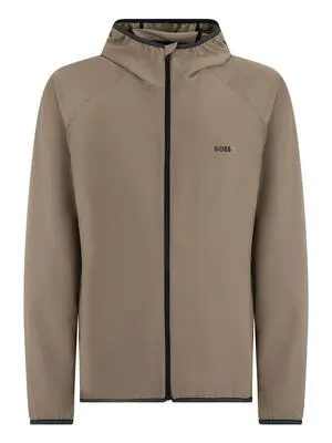BOSS Waterproof Hooded Rain Jacket With Zip Closure - Turtledove